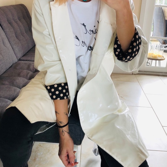 Jane Post | Jackets & Coats | Jane Post White Polka Dot Raincoat 25 ...